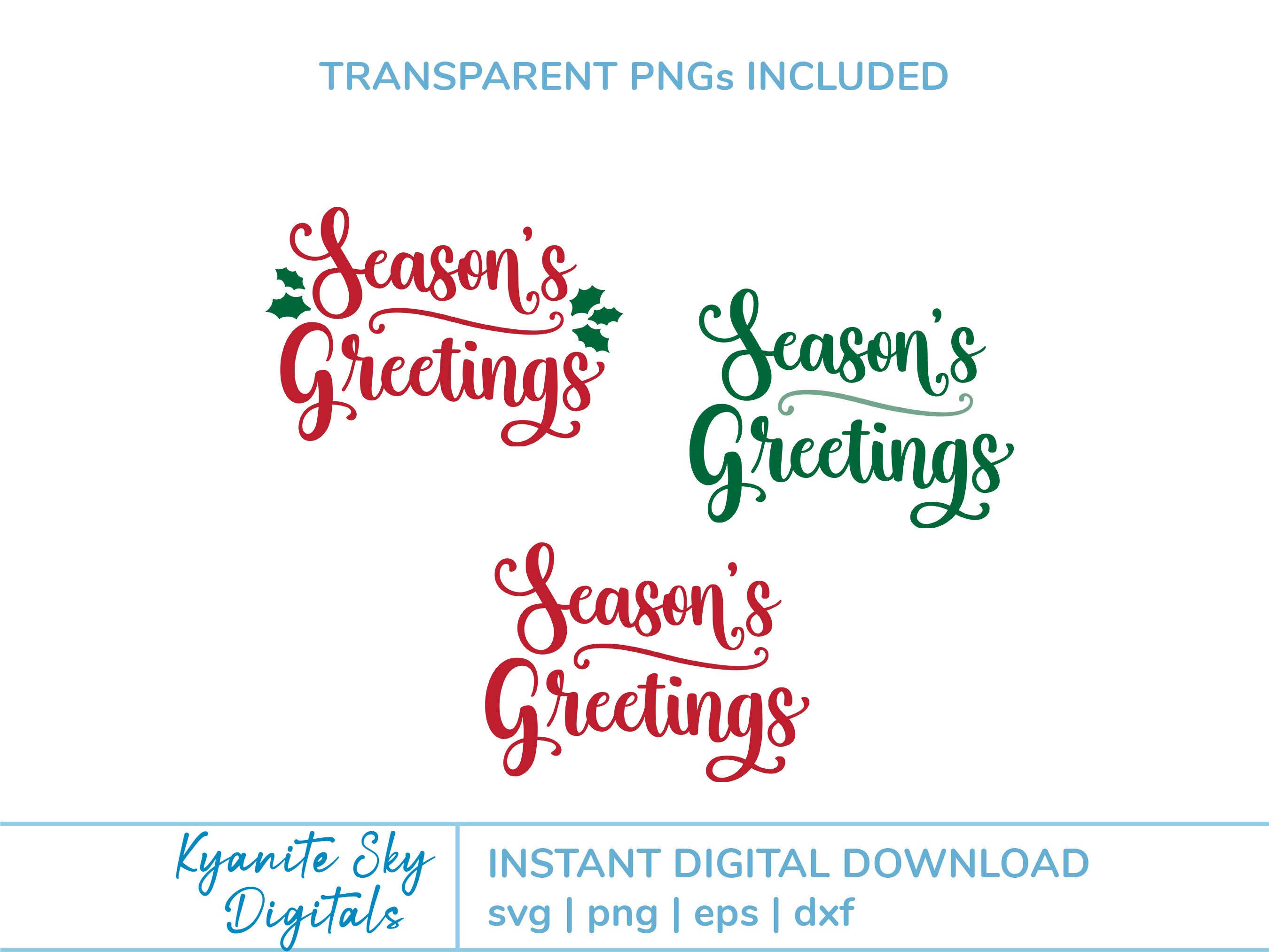 Season's Greetings Christmas SVG With Holly Leaves for Christmas Card ...