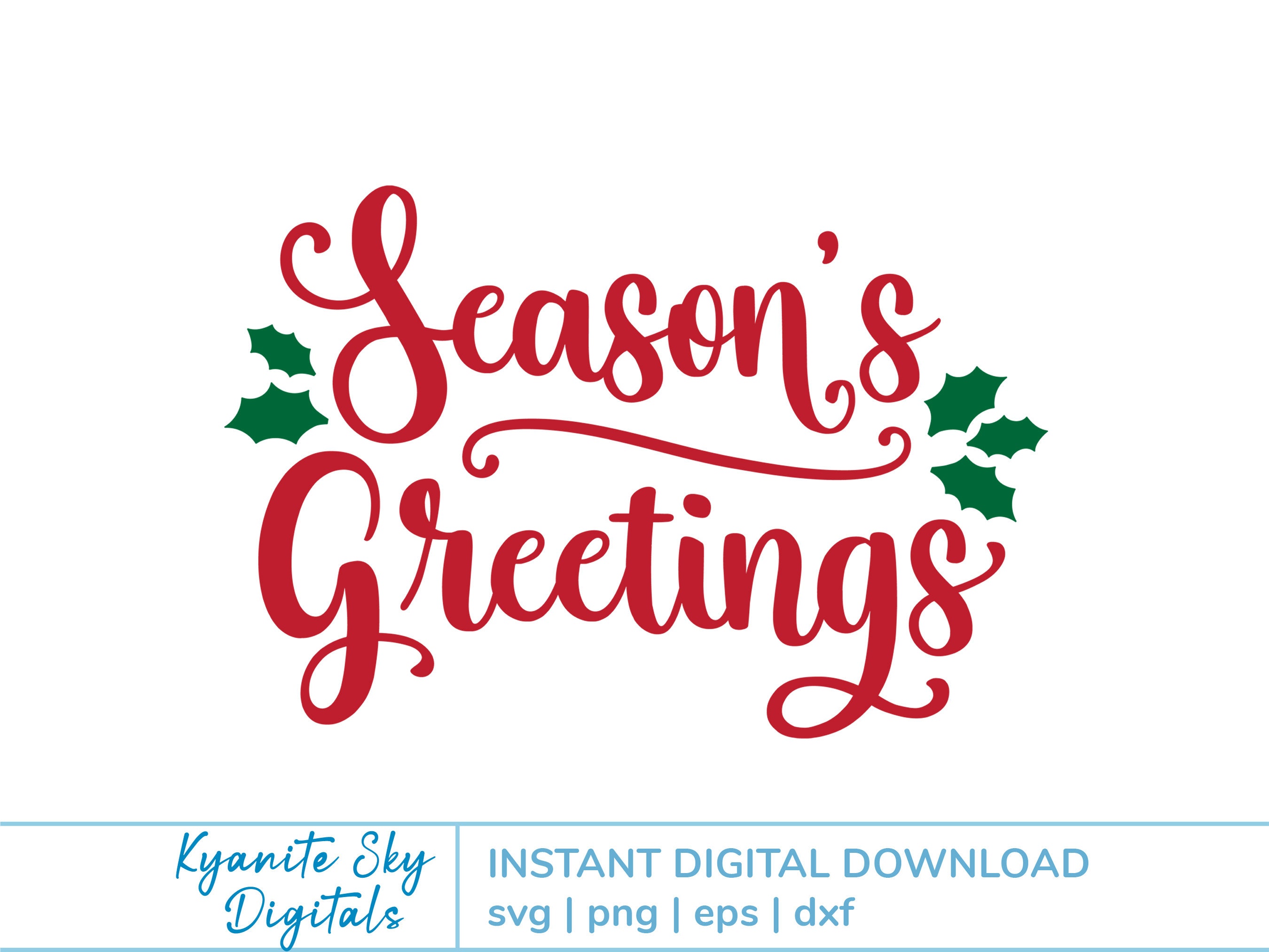 Season's Greetings Christmas SVG With Holly Leaves for Christmas Card ...