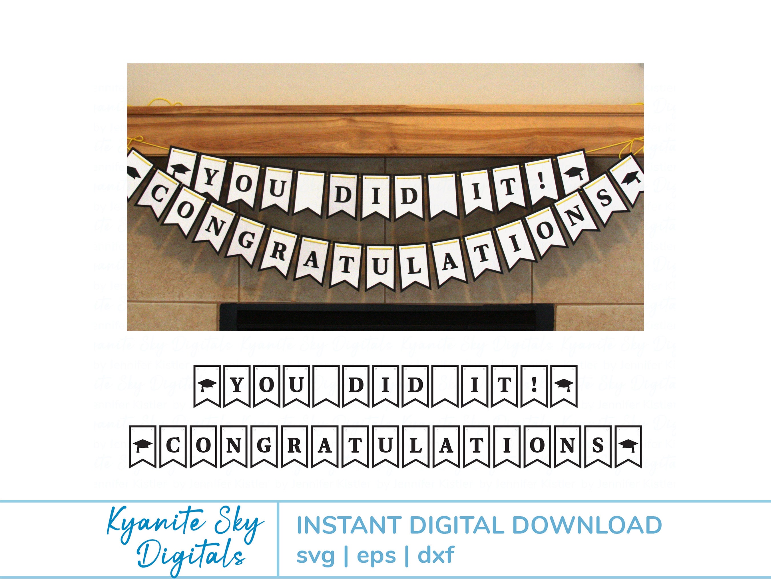 Grad Banner Bunting SVG Cut Files Graduation Garland Congratulations ...