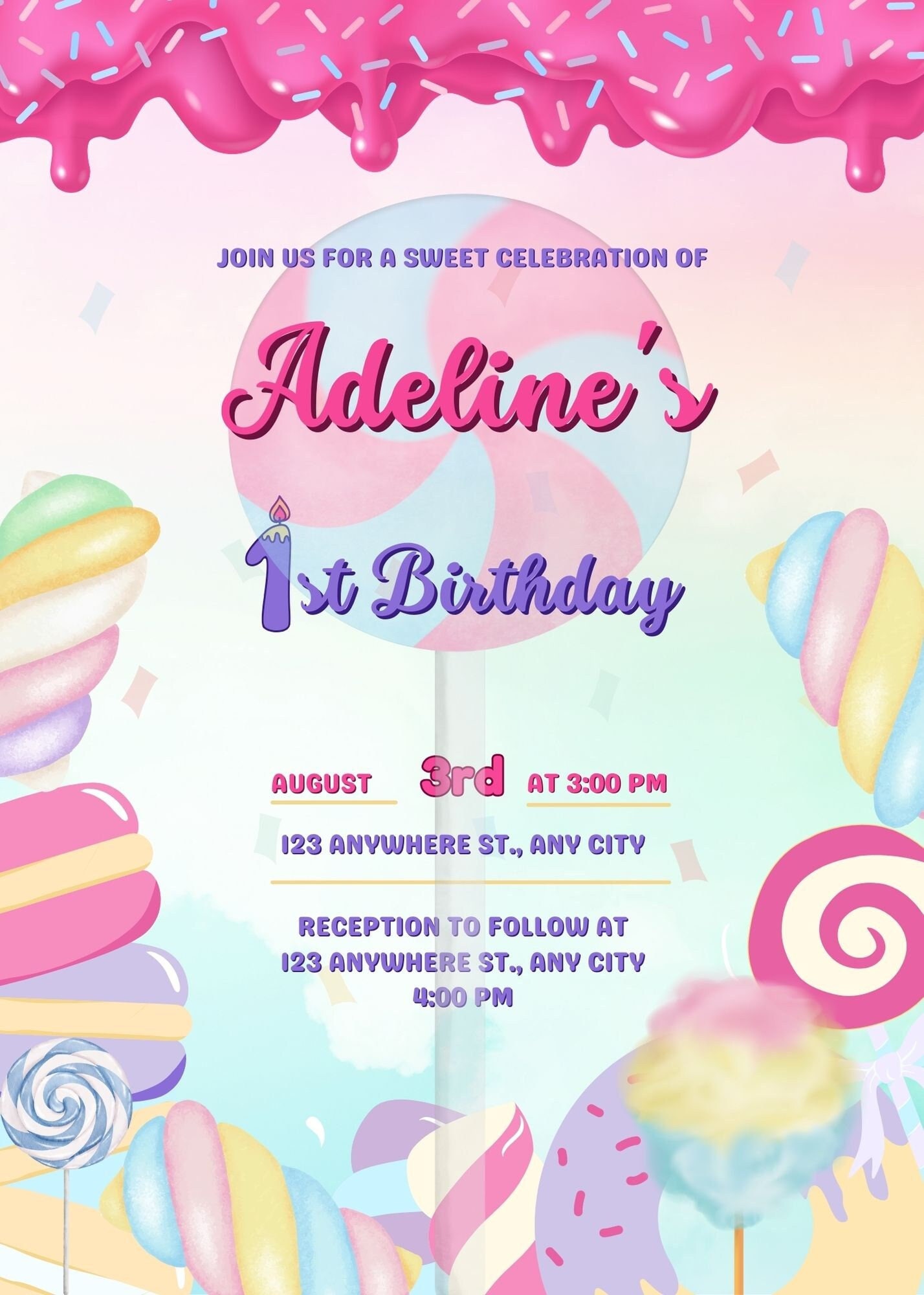 Candyland Birthday Invitation - Etsy