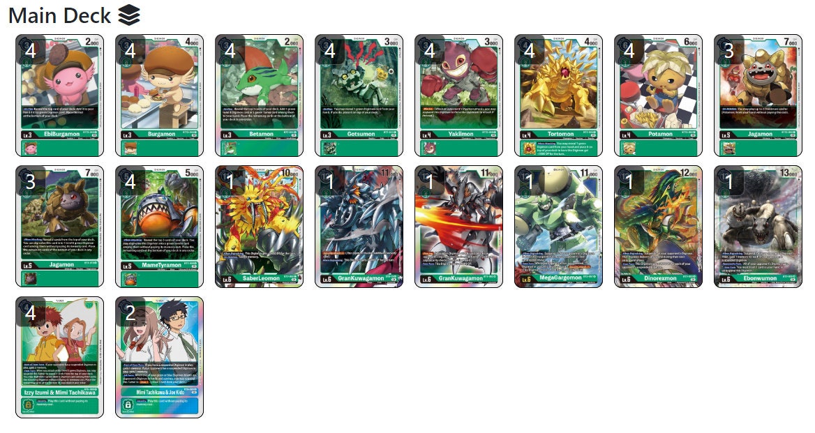 Gacha Green Digimon Tcg Deck - Etsy