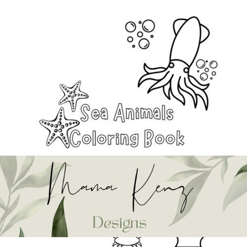Sea Animal Printable Coloring Book, Toddler Activities. - Etsy
