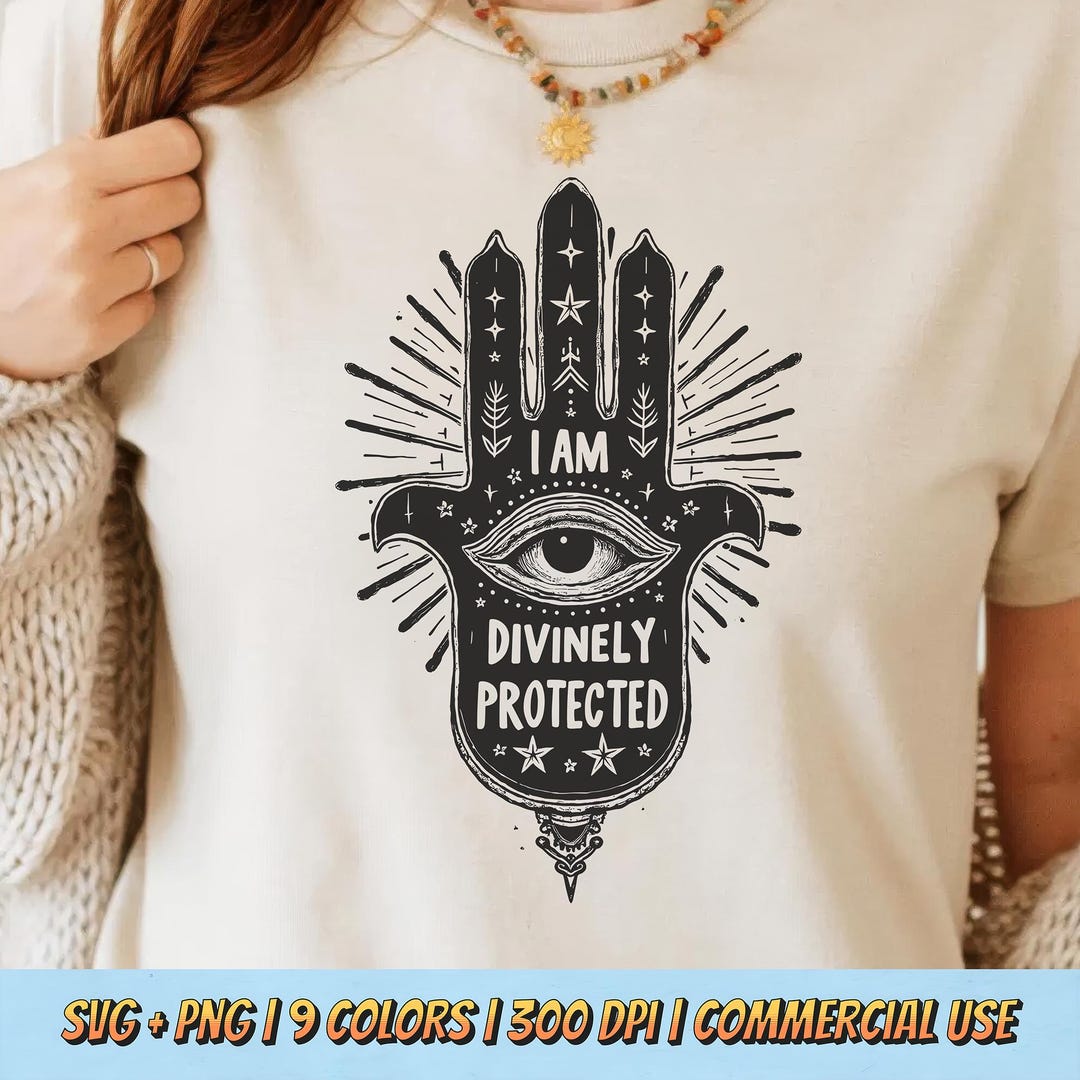 I Am Divinely Protected PNG SVG - Spiritual Hamsa Hand Eye Quote Mystic ...