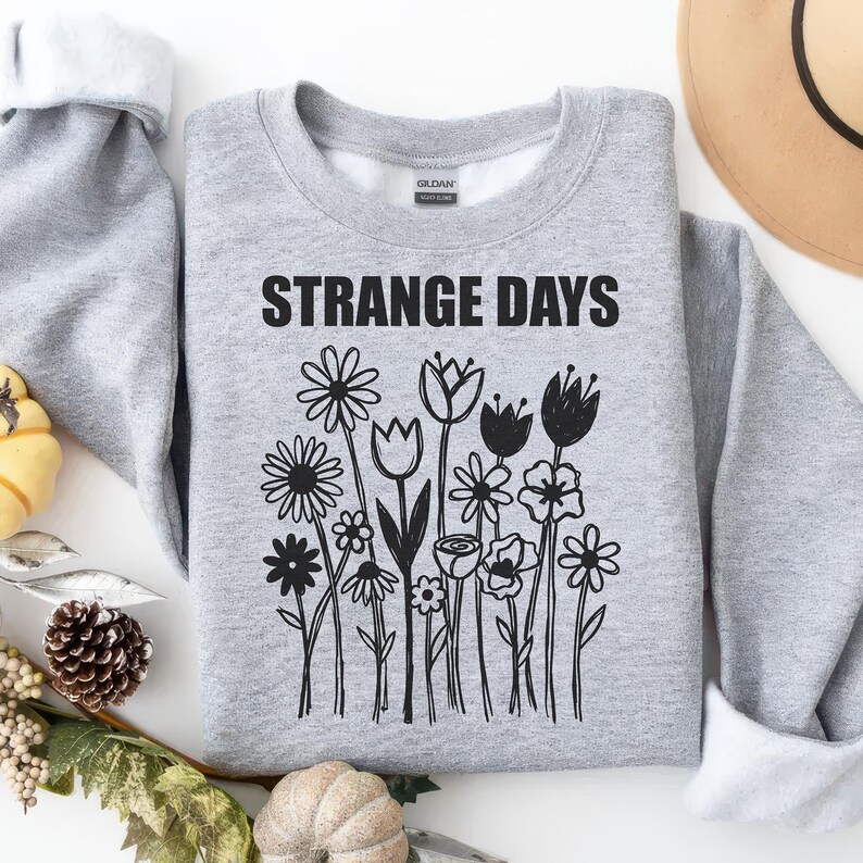 Strange Days PNG SVG - Hand Drawn Flower Quote Digital Art Retro ...