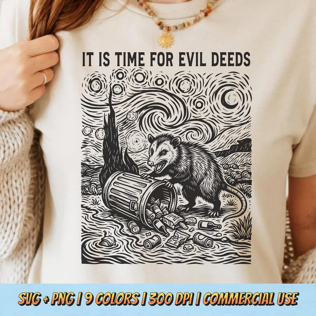 It is Time for Evil Deeds PNG SVG - Funny Possum Quote Retro Animal ...