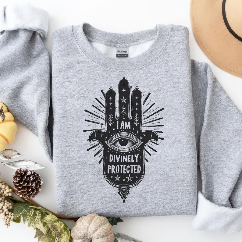I Am Divinely Protected PNG SVG - Spiritual Hamsa Hand Eye Quote Mystic ...