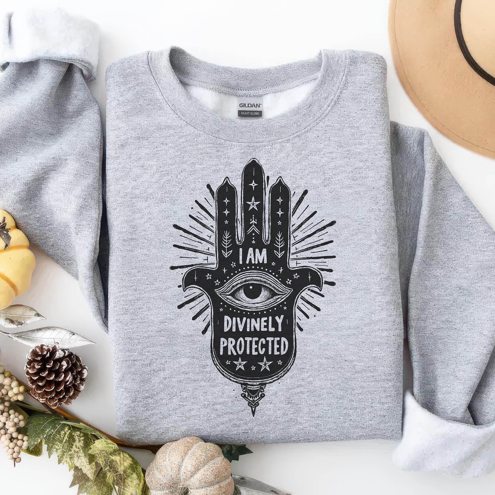 I Am Divinely Protected PNG SVG - Spiritual Hamsa Hand Eye Quote Mystic ...