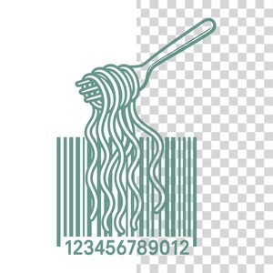 Spaghetti Barcode PNG SVG - Quirky Food Design Pasta Fork Barcode ...