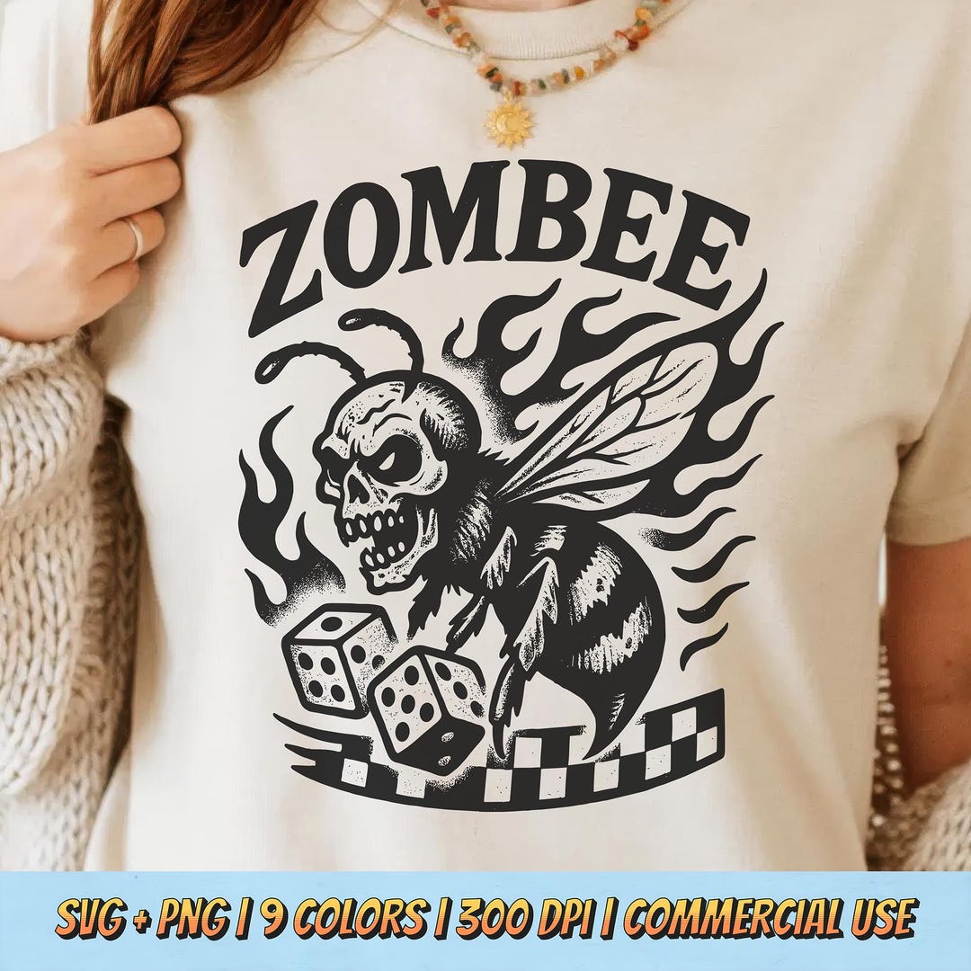 Zombee PNG SVG - Skull Bee Digital Design Creepy Gothic Art Halloween ...