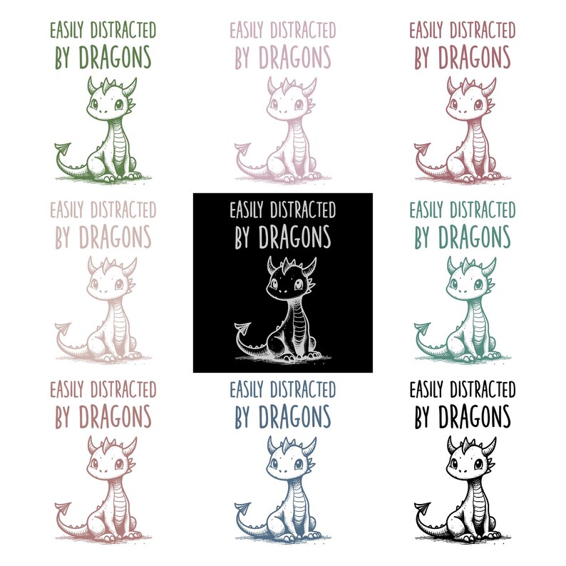 Easily Distracted by Dragons PNG SVG - Fantasy Creature Digital Art ...