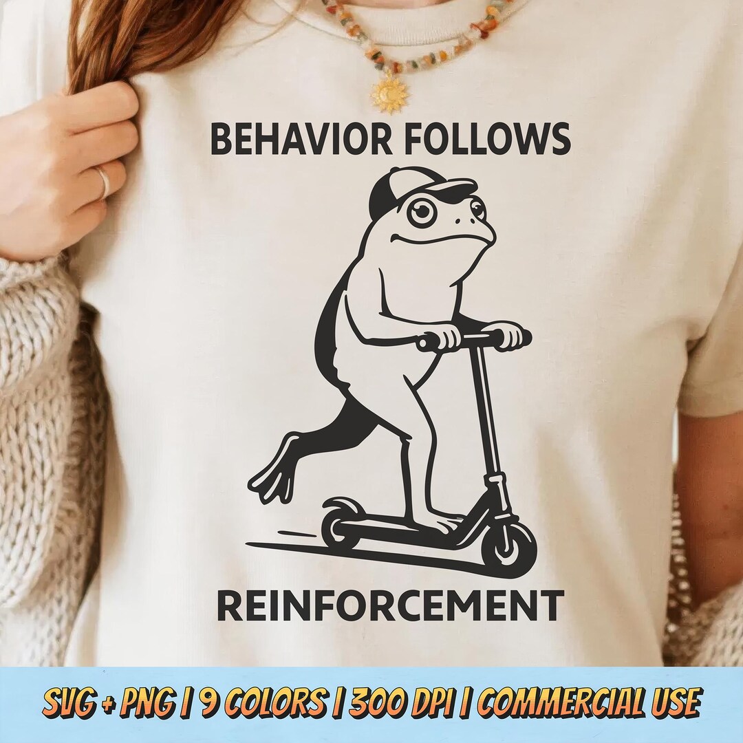Behavior Follows Reinforcement PNG SVG - Funny Psychology Frog Scooter ...