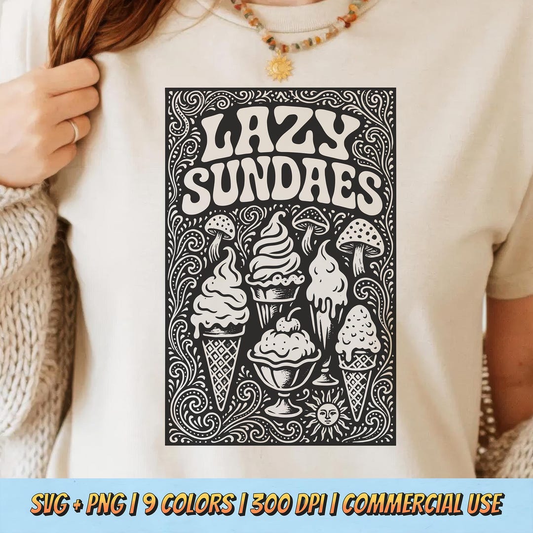 Lazy Sundaes PNG SVG - Psychedelic Ice Cream Cone Sundae Graphic ...