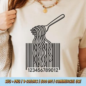 Spaghetti Barcode PNG SVG - Quirky Food Design Pasta Fork Barcode ...