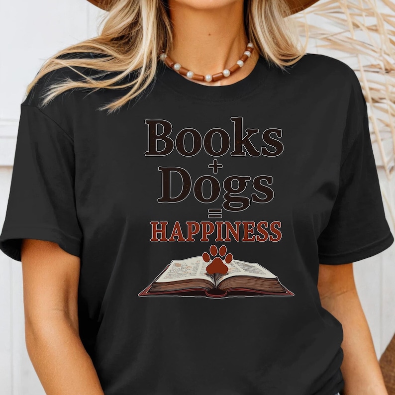 Books + Dogs = Happines PNG - Retro Pet Lover Digital Art With Paw ...