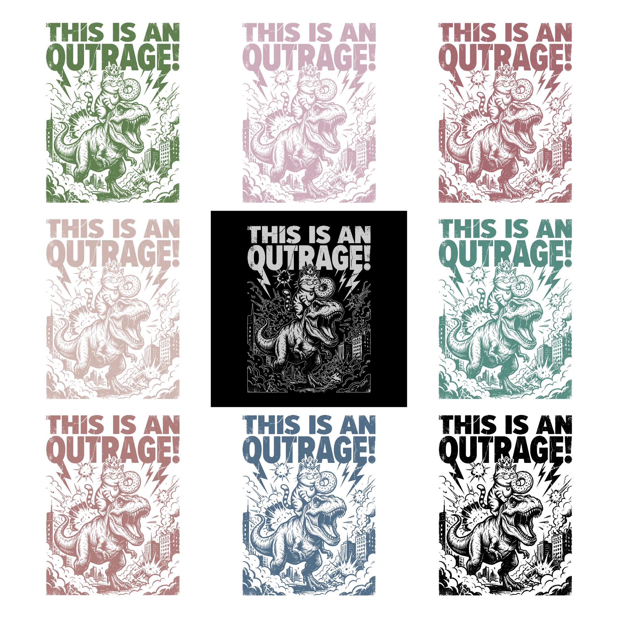 This is an Outrage PNG SVG - Cute Cat Riding T Rex Humor Quote Digital ...