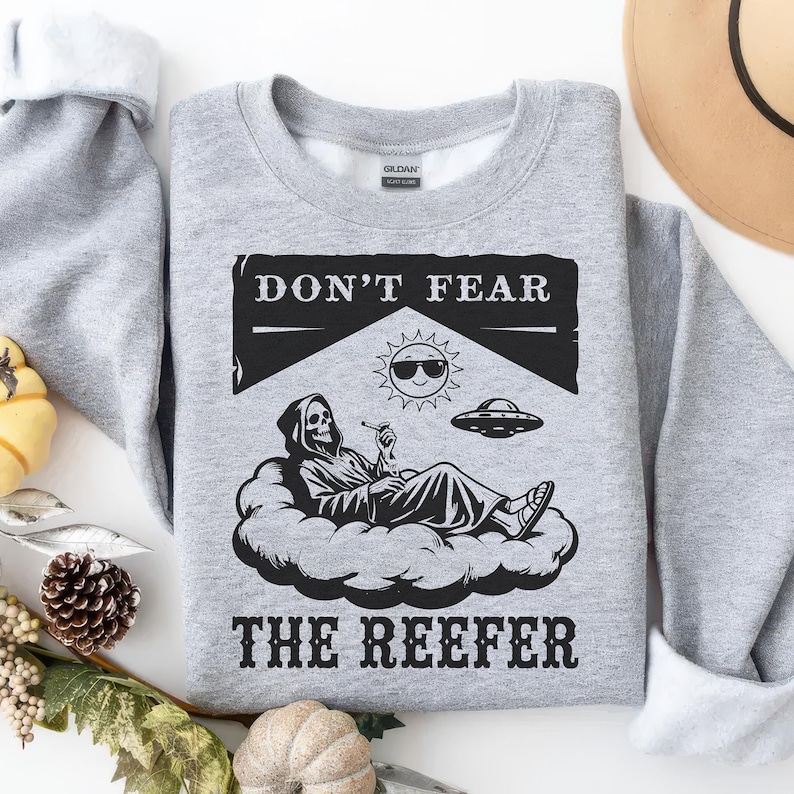Don’t Fear the Reefer PNG SVG - Funny Grim Reaper Smoking Weed Chill ...