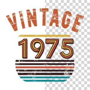 Vintage 1975 T-shirt Design PNG - Retro 50th Birthday Year Graphic ...