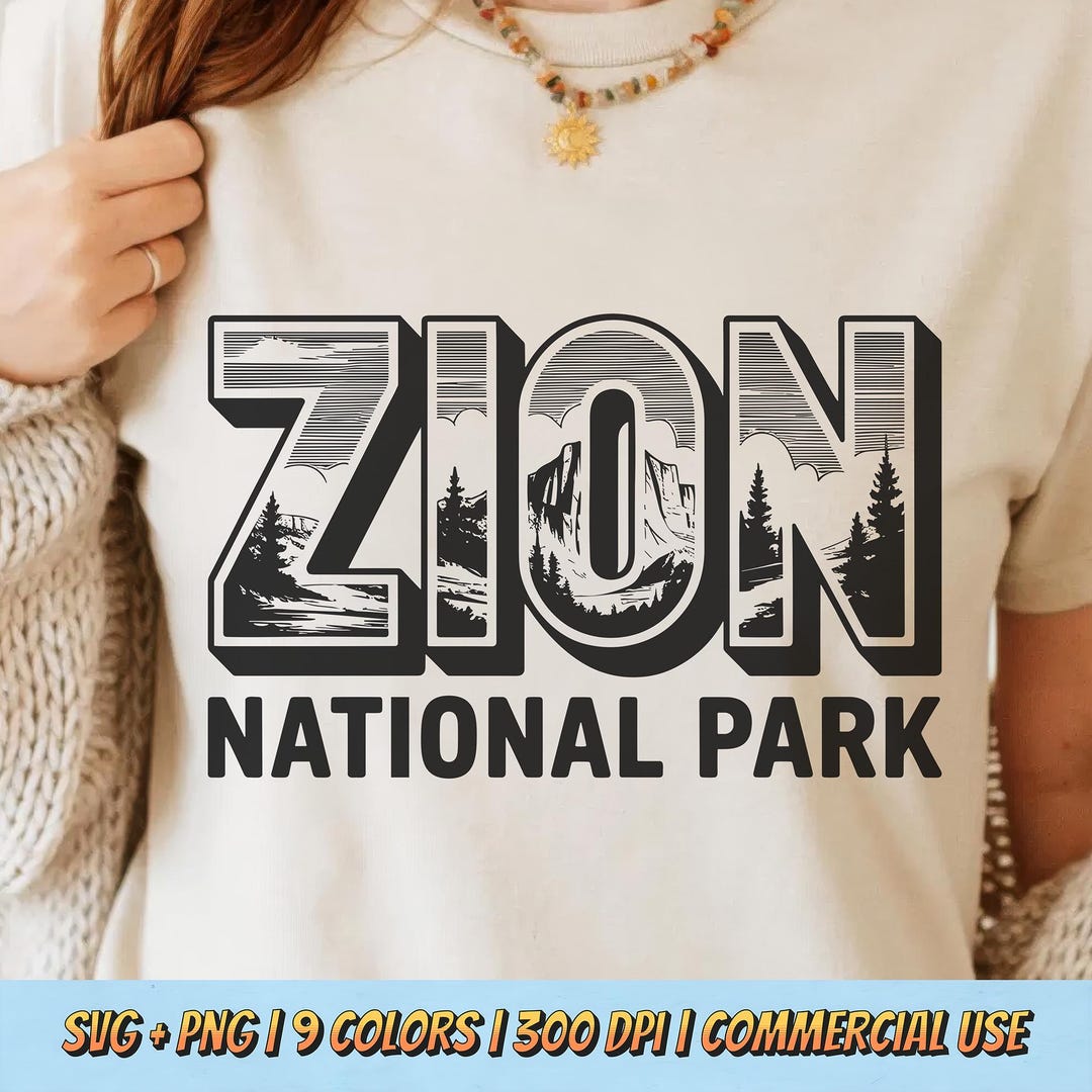 Zion National Park PNG SVG - Retro Mountain Forest Landscape Graphic ...