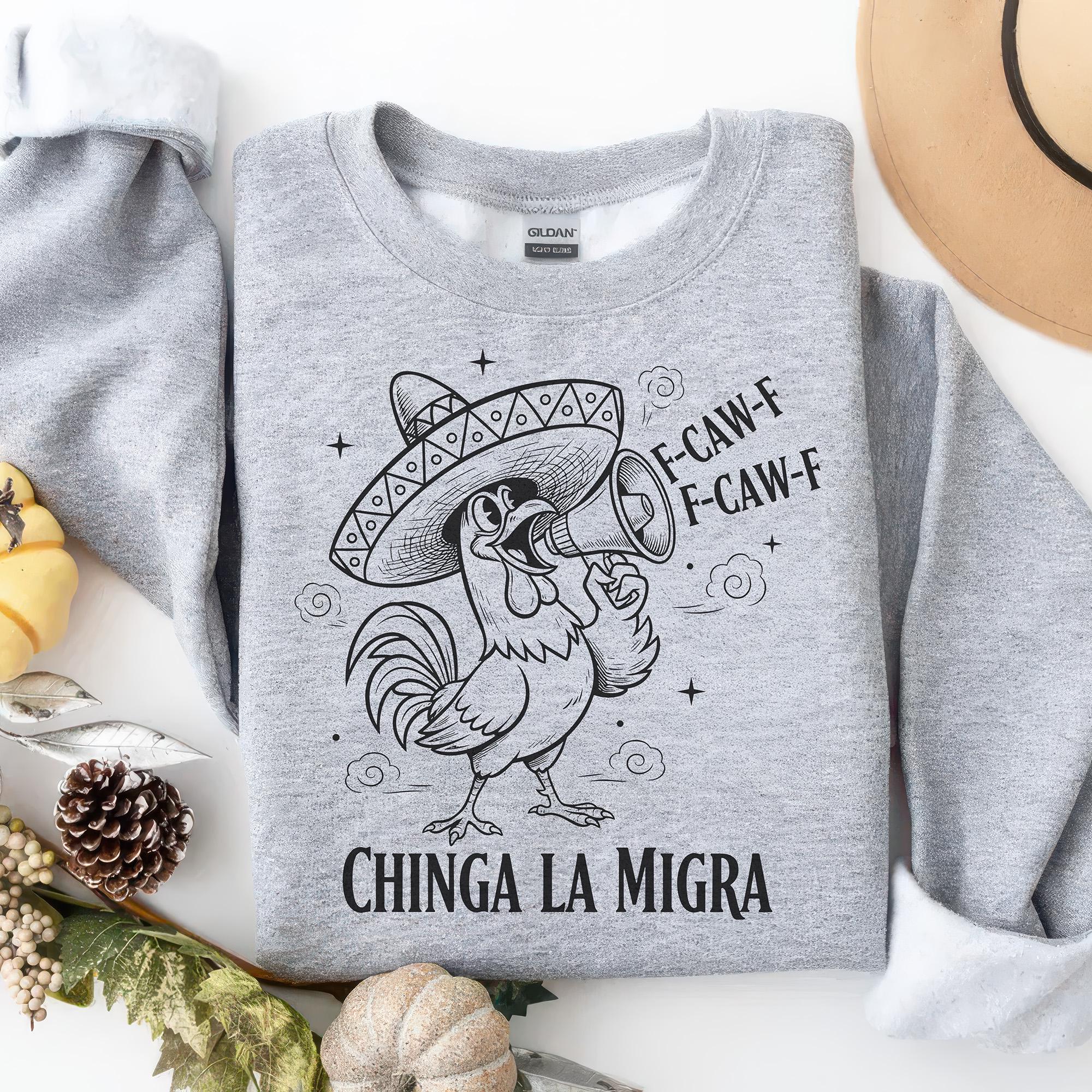 Chinga La Migra PNG SVG - F-caw-f Funny Chicken With Sombrero Digital ...