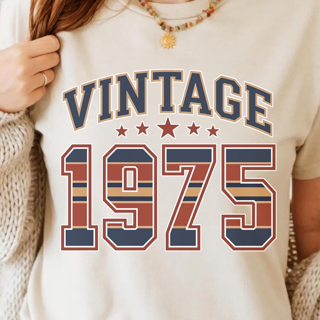 Vintage 1975 T-shirt Design PNG - Retro 50th Birthday Year Graphic ...
