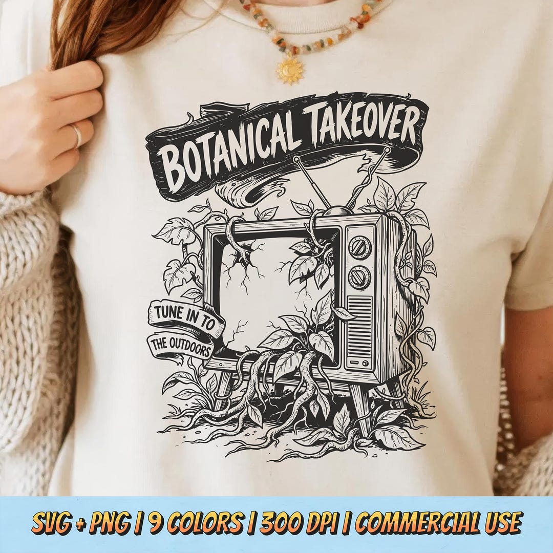 Botanical Takeover PNG SVG – Vintage Tv Jungle Graphic Retro Nature ...