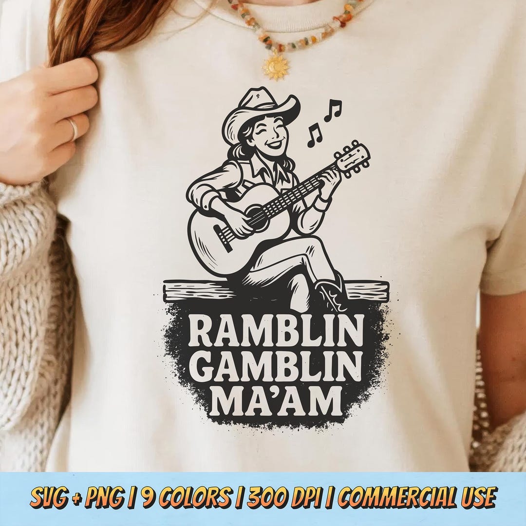 Ramblin Gamblin Maam PNG SVG - Funny Cowgirl Music Western Vintage ...