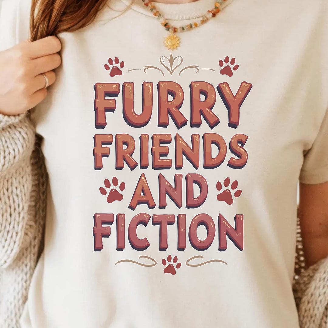 Furry Friends and Fiction PNG - Retro Pet Lover Digital Art With Paw ...