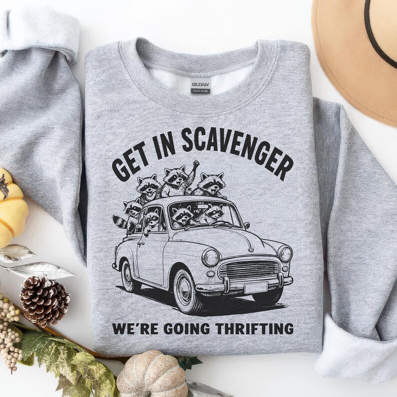 Get in Scavenger We’re Going Thrifting PNG SVG - Funny Raccoon Quote ...