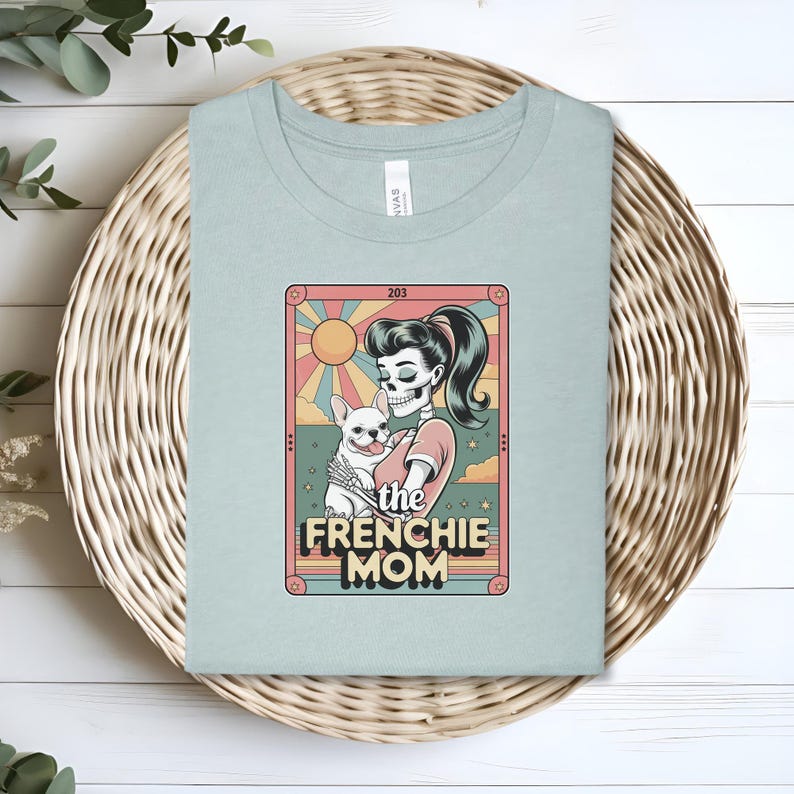 The Frenchie Mom Retro Digital Art - Tarot Card Style | Boho Skeleton ...