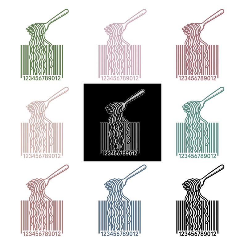 Spaghetti Barcode PNG SVG - Quirky Food Design Pasta Fork Barcode ...