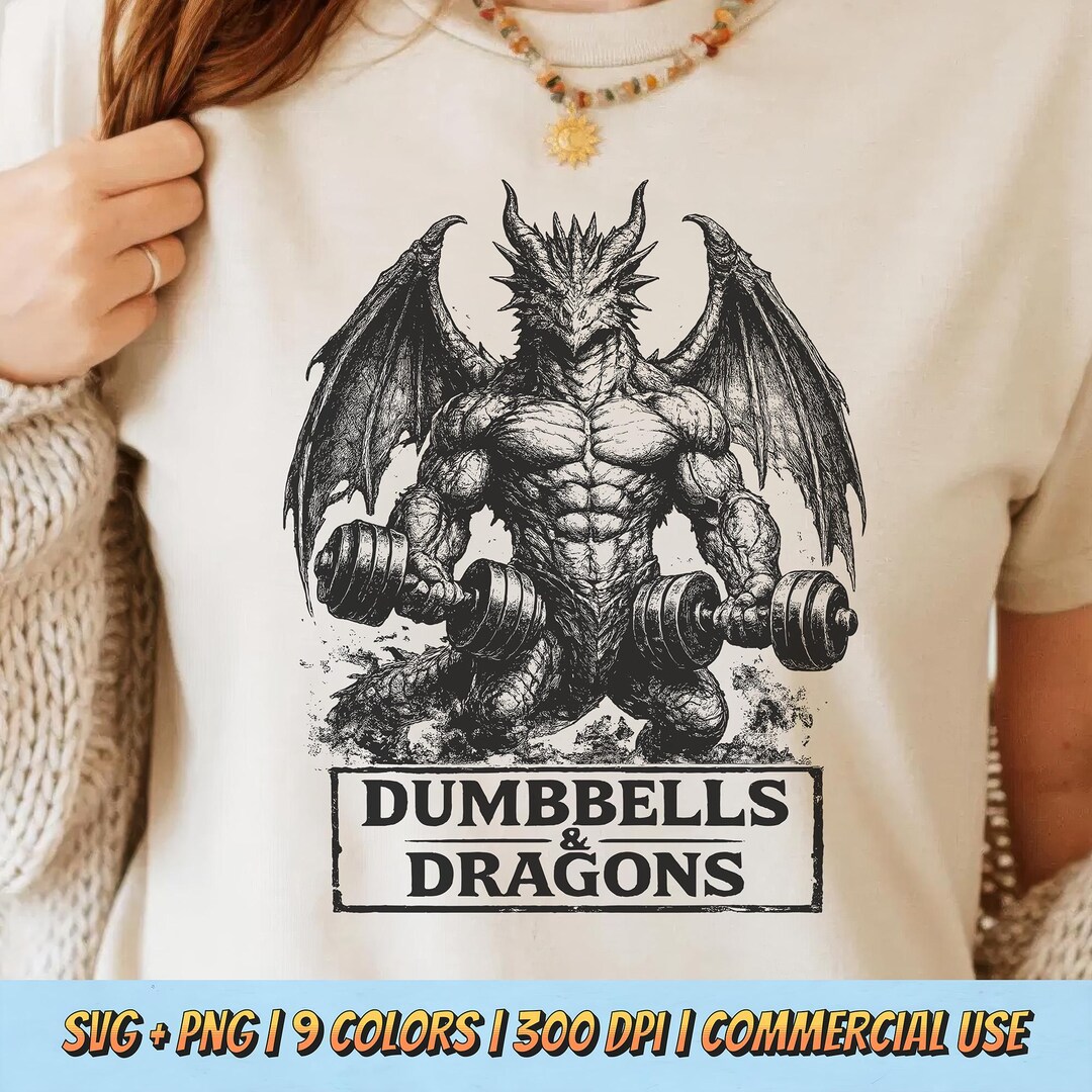 Dumbbells Dragons PNG SVG - Mythical Dragon Fitness Lifting Weights ...