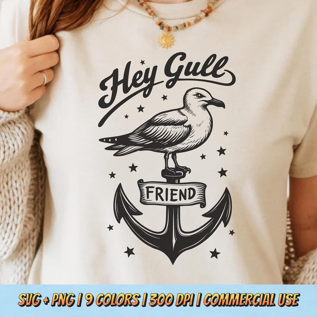 Hey Gull Friend PNG SVG - Seagull Pun Design Funny Bird Quote Summer ...