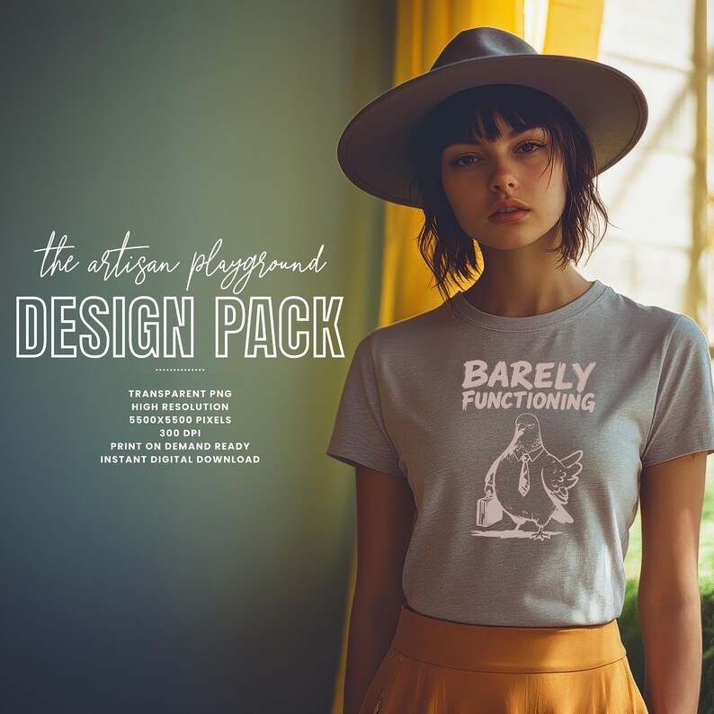 Barely Functioning PNG SVG - Funny Pigeon in Suit Digital Art Work Humor Quote Animal Office ...