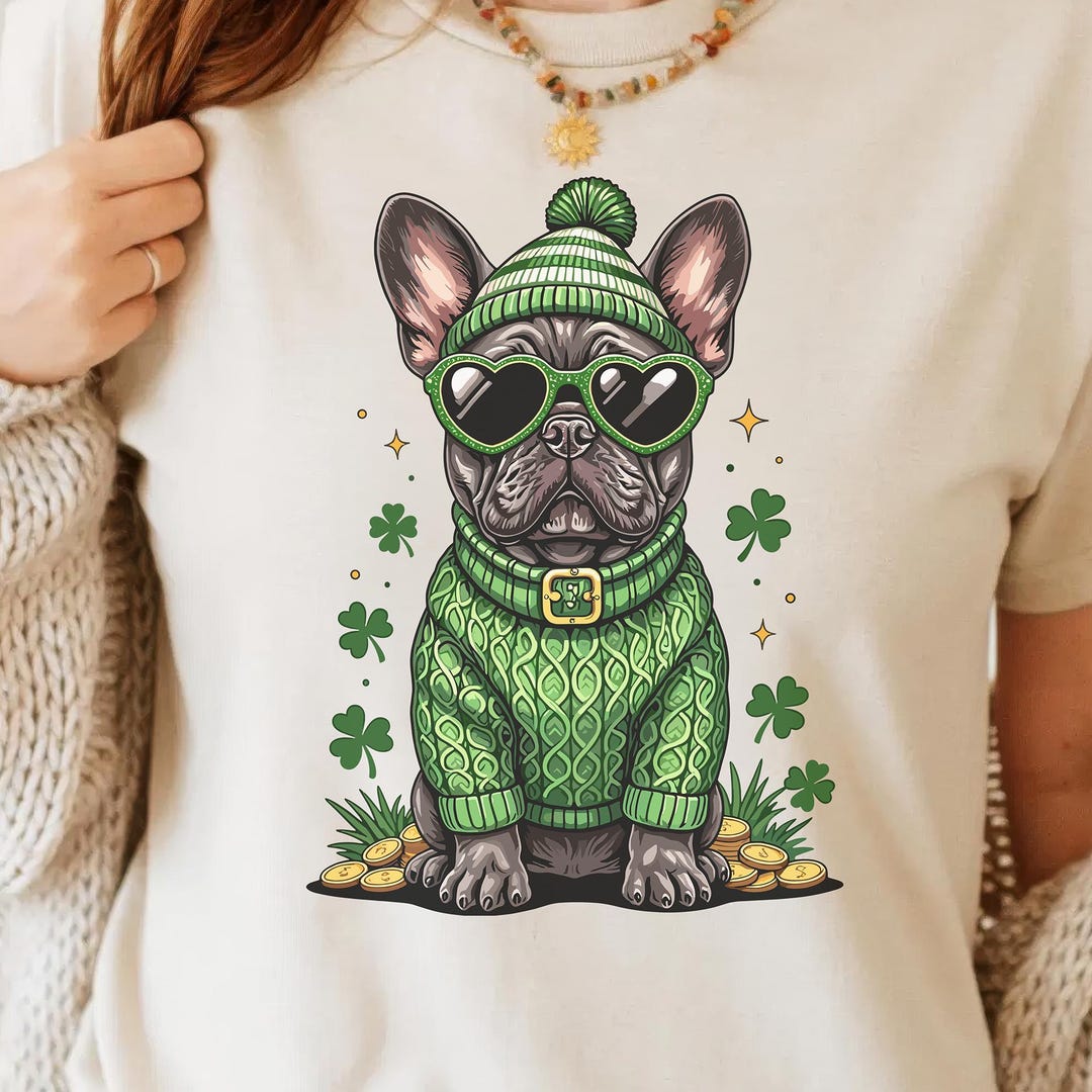 Lucky French Bulldog PNG - St Patrick's, Shamrock Frenchie Dog, Green ...