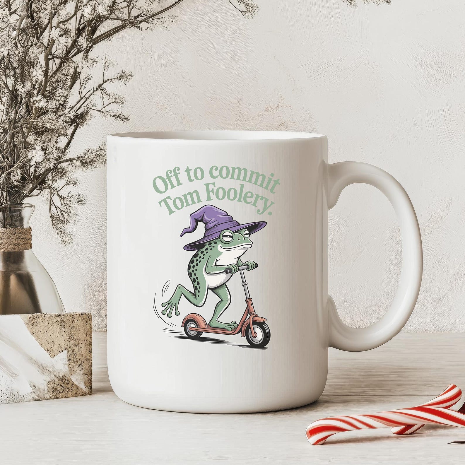 Off to Commit Tom Foolery PNG - Funny Frog, Vintage Quirky Humor Quote ...
