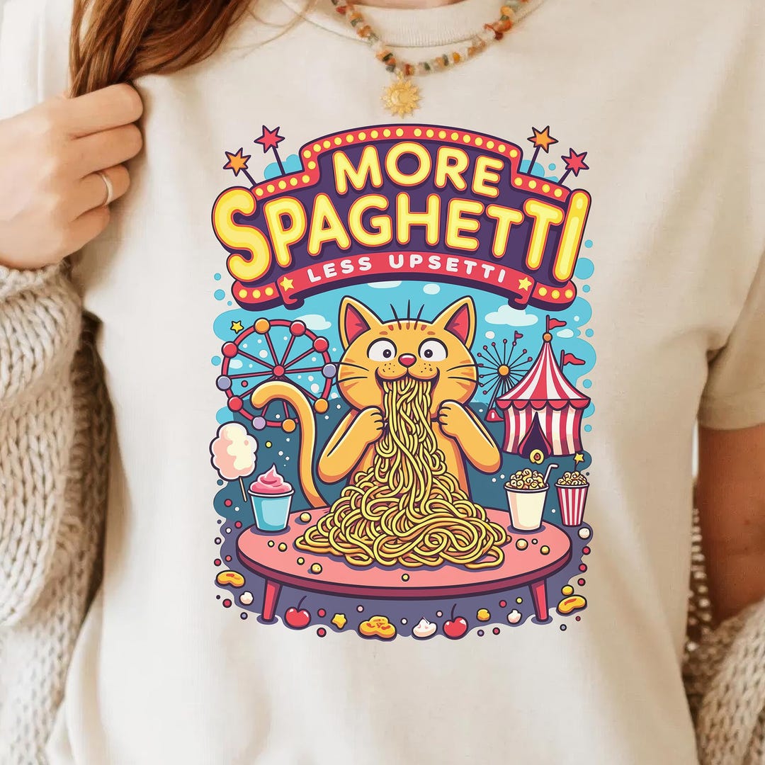 More Spaghetti Less Upsetti PNG - Funny Cat Art Humor Italian Food Pet ...