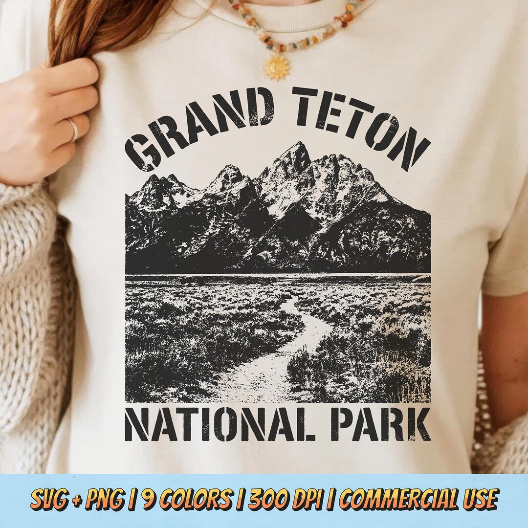 Grand Teton National Park PNG SVG - Mountain Landscape Graphic Retro ...