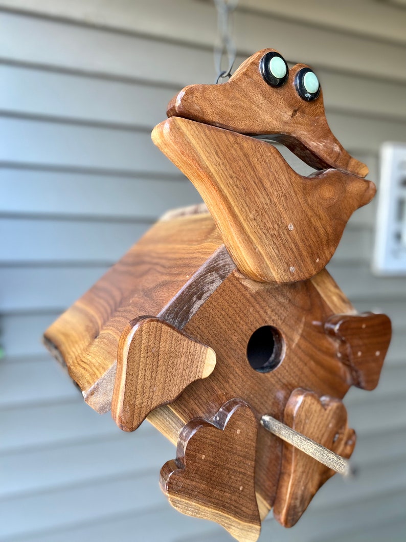 Frog Walnut Wood Bird House - Etsy