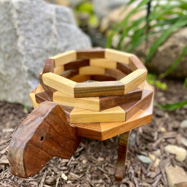 Wooden Turtle Planter - Etsy