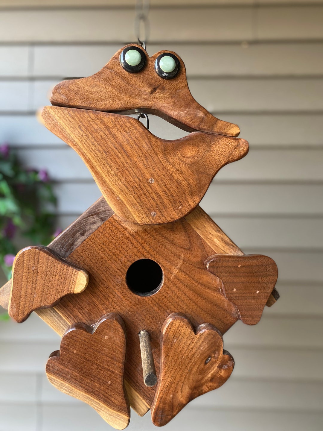 Frog Walnut Wood Bird House - Etsy
