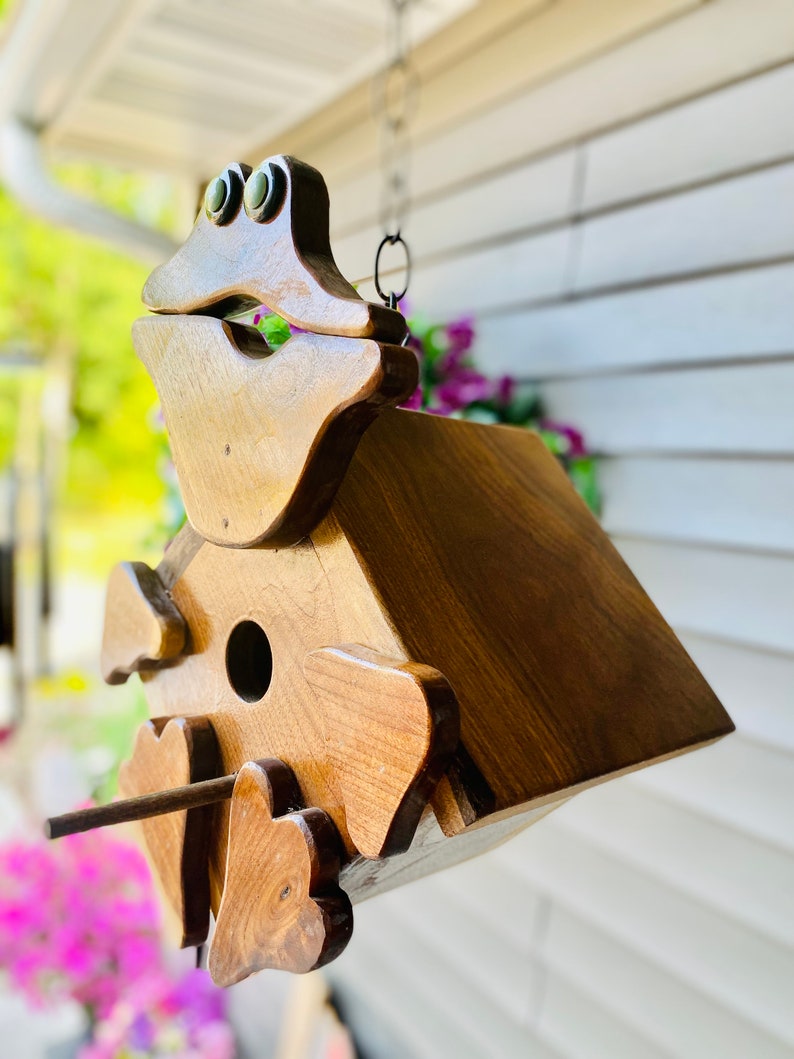 Frog Walnut Wood Bird House - Etsy