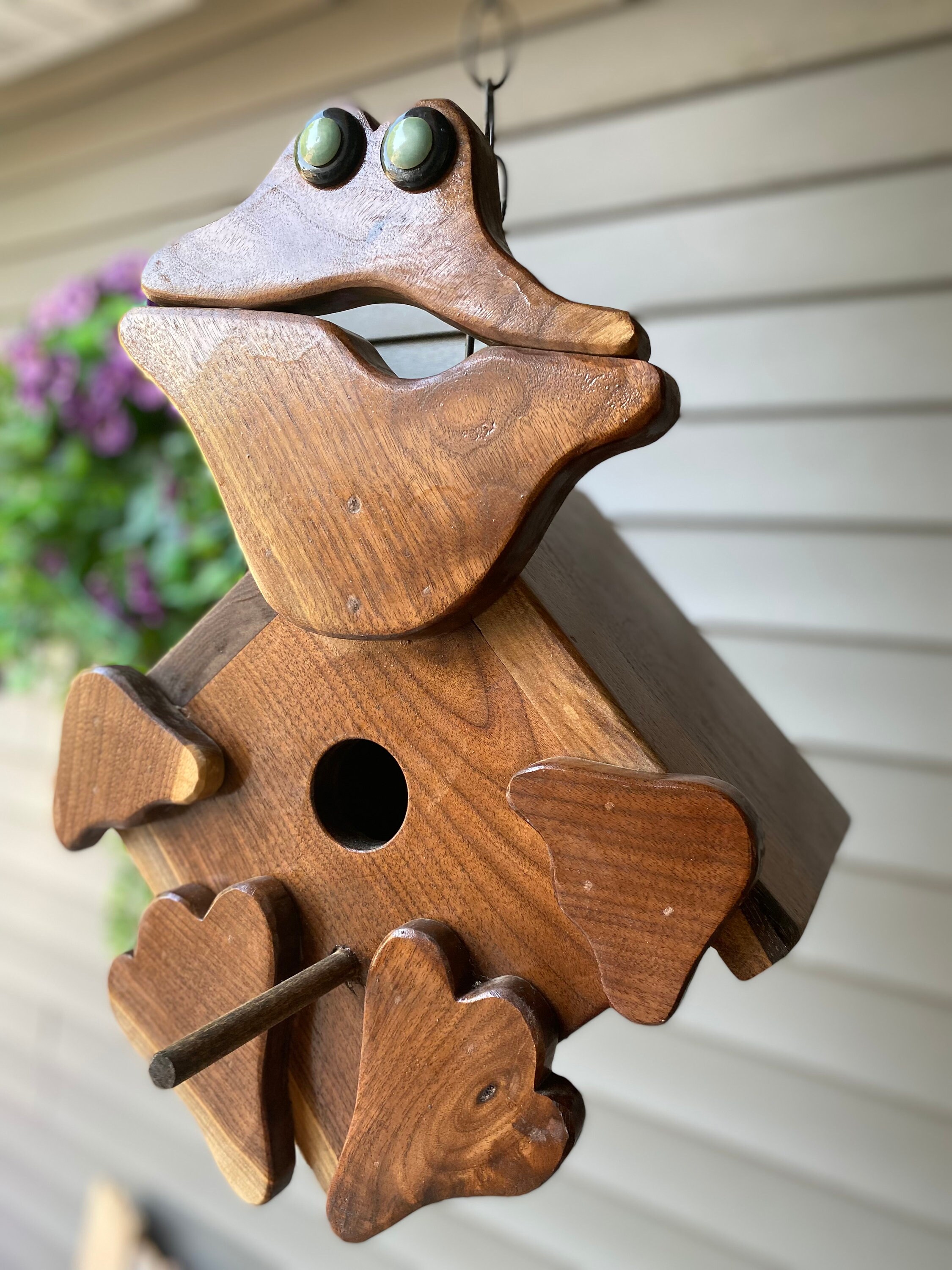 Frog Walnut Wood Bird House - Etsy