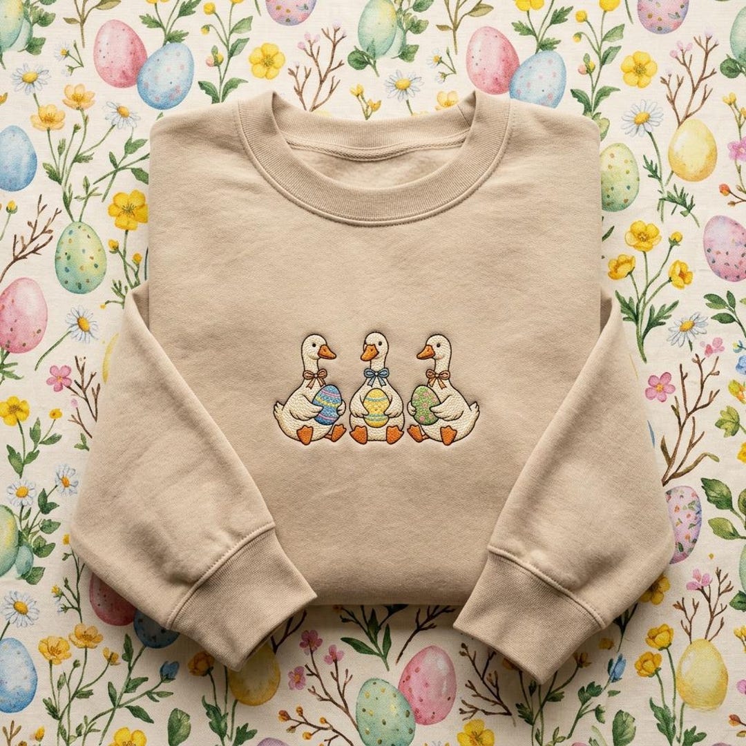 Custom Embroidered Easter Goose Sweatshirt, Cute Goose Easter Shirt ...