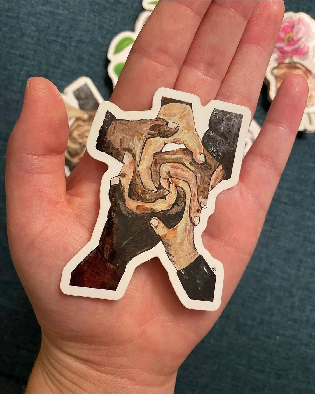 Interlocking Hands Sticker - Etsy