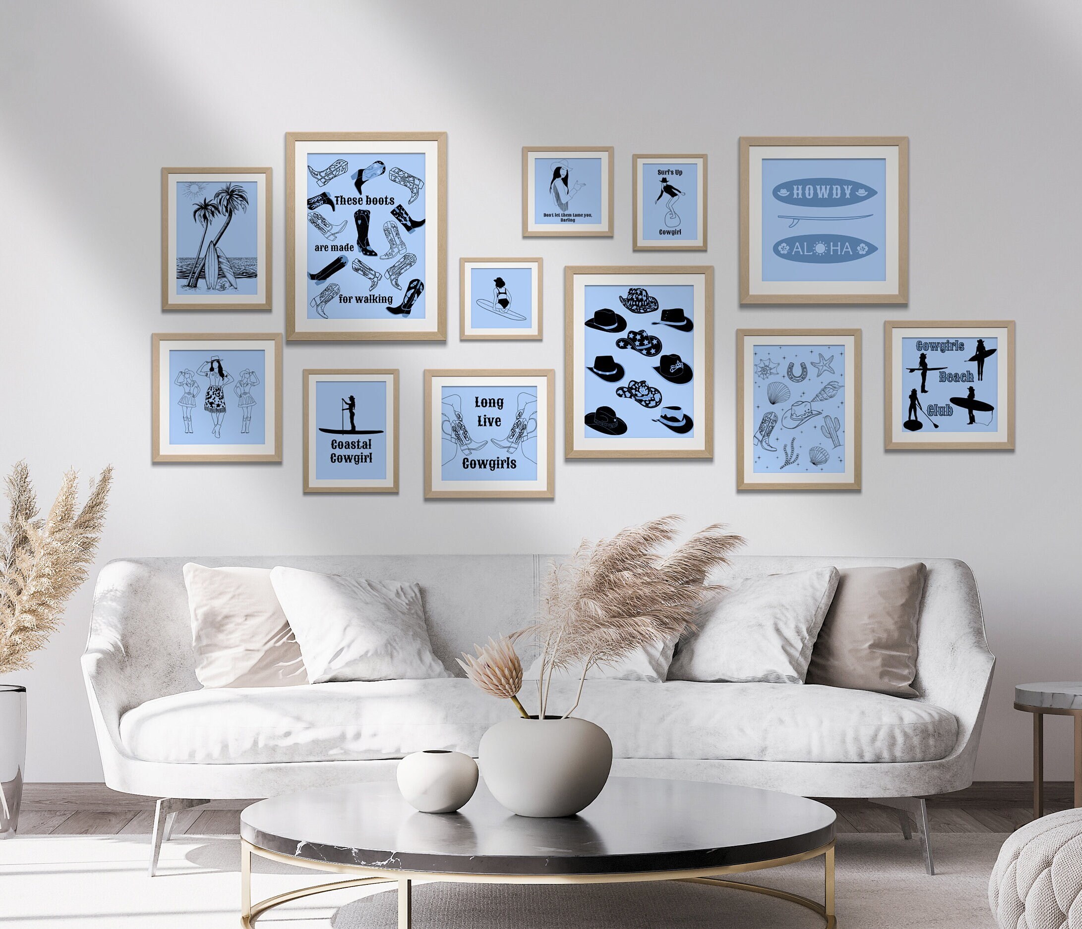 Coastal Cowgirl Digital Posters | Decor Blue Set of 12 | Western Charm ...