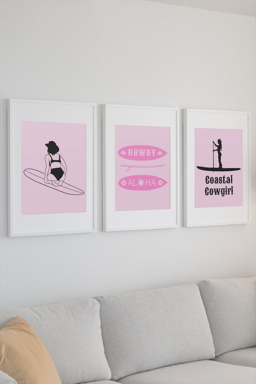 Coastal Cowgirl Digital Posters | Decor Pink Set of 12 | Western Charm ...
