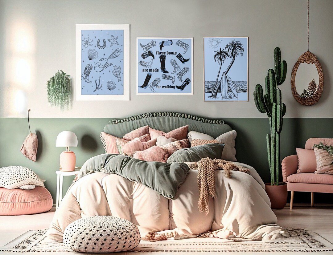 Coastal Cowgirl Digital Posters | Decor Blue Set of 12 | Western Charm ...