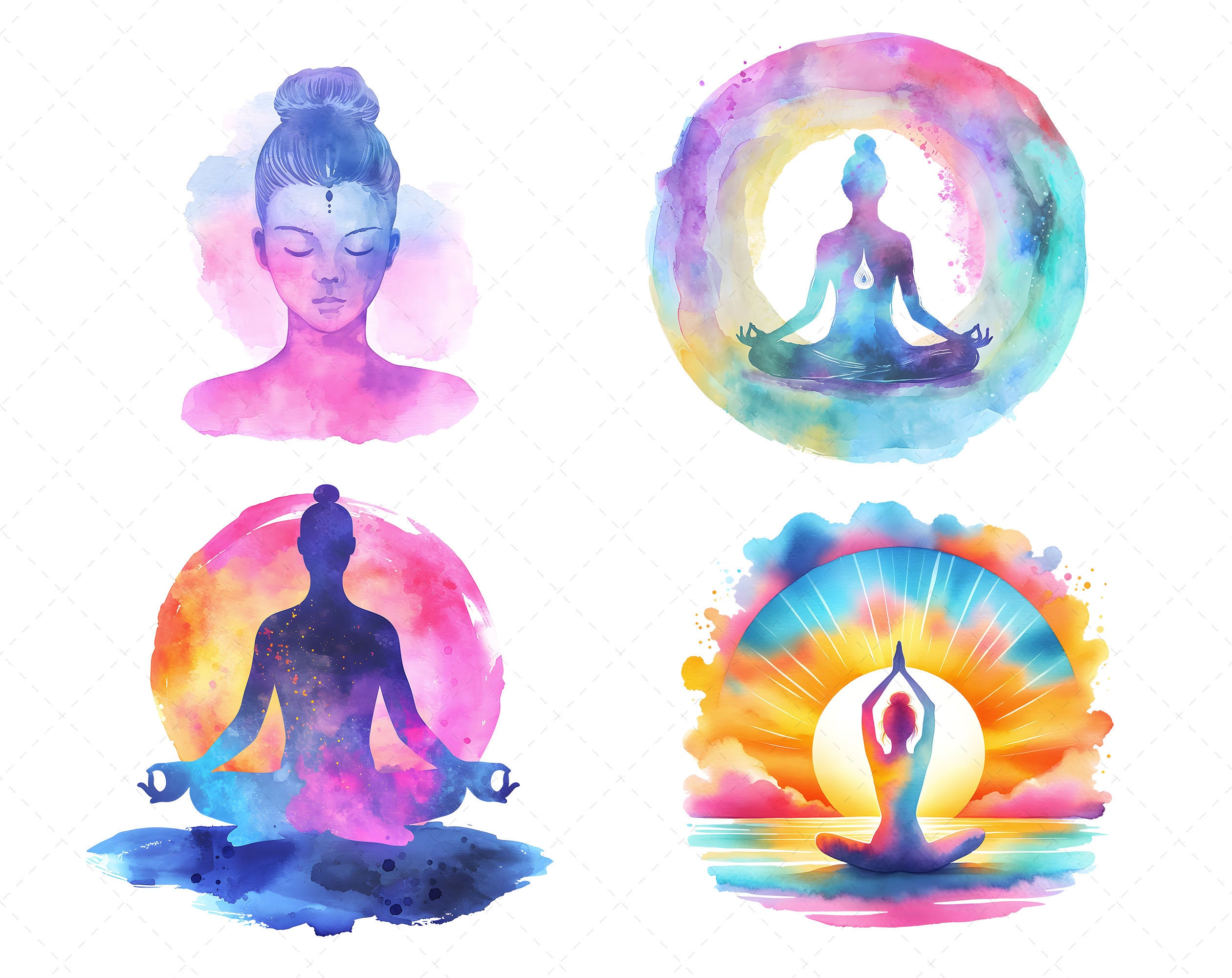 Blissful Yoga Watercolor Clipart Bundle, Pastel Color Yoga PNG ...