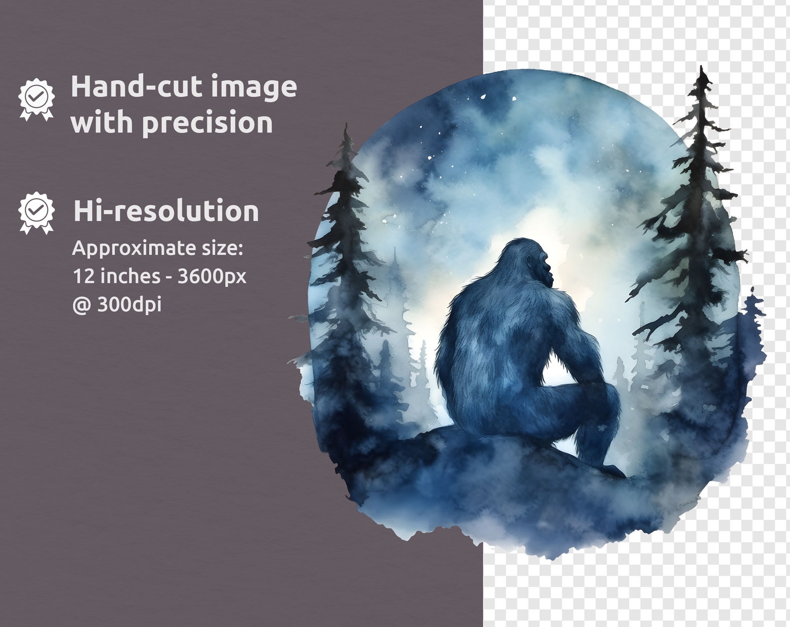Bigfoot Encounters Watercolor Clipart Vol 2, Bigfoot Transparent Png ...