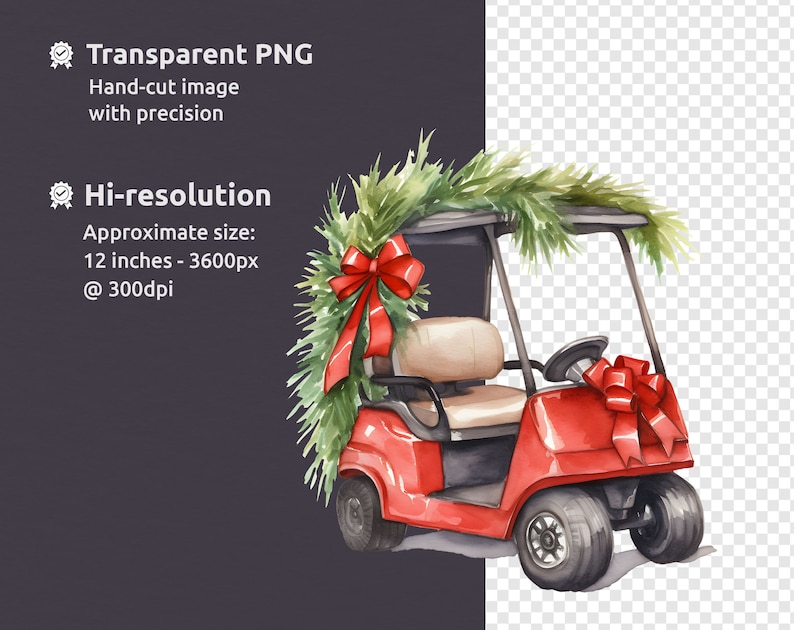 Christmas Decorated Golf Cart Clipart PNG Bundle, Christmas in July ...